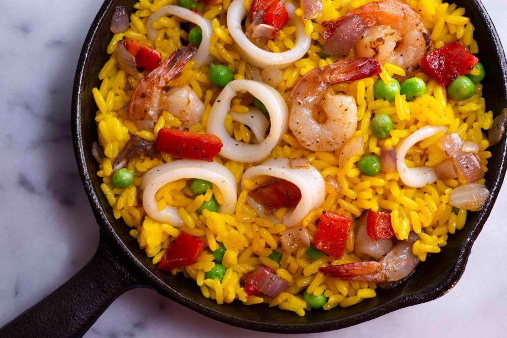 Squid & Shrimp Paella | Lund's Fisheries